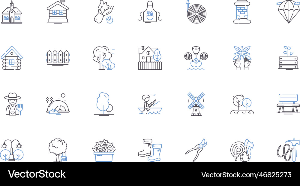 Colony line icons collection settlement Royalty Free Vector