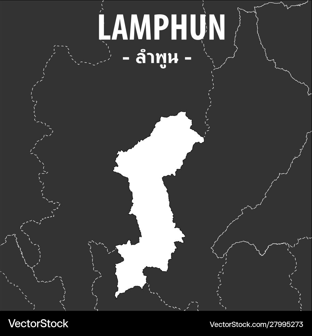 Lamphun map province thailand Royalty Free Vector Image