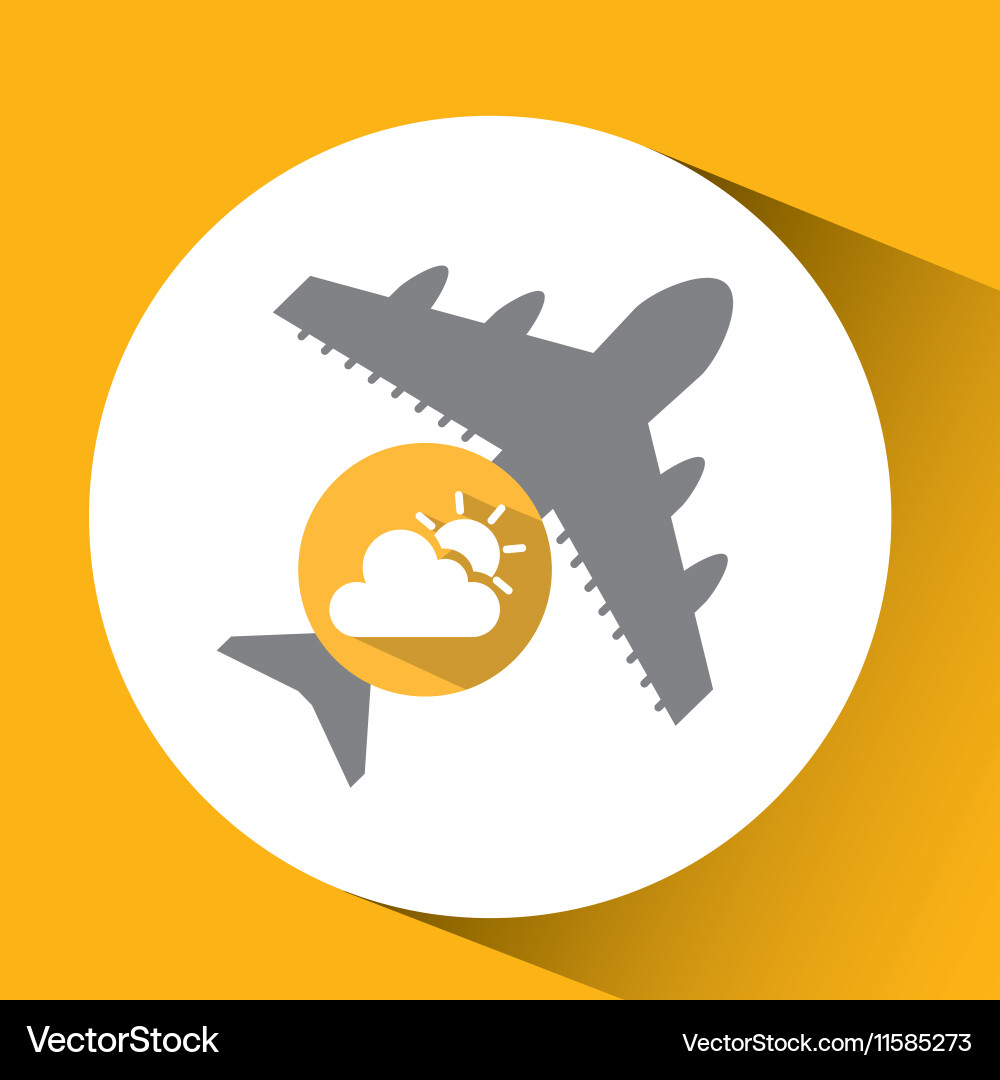 Plane travel weather forecast cloud sun icon Vector Image