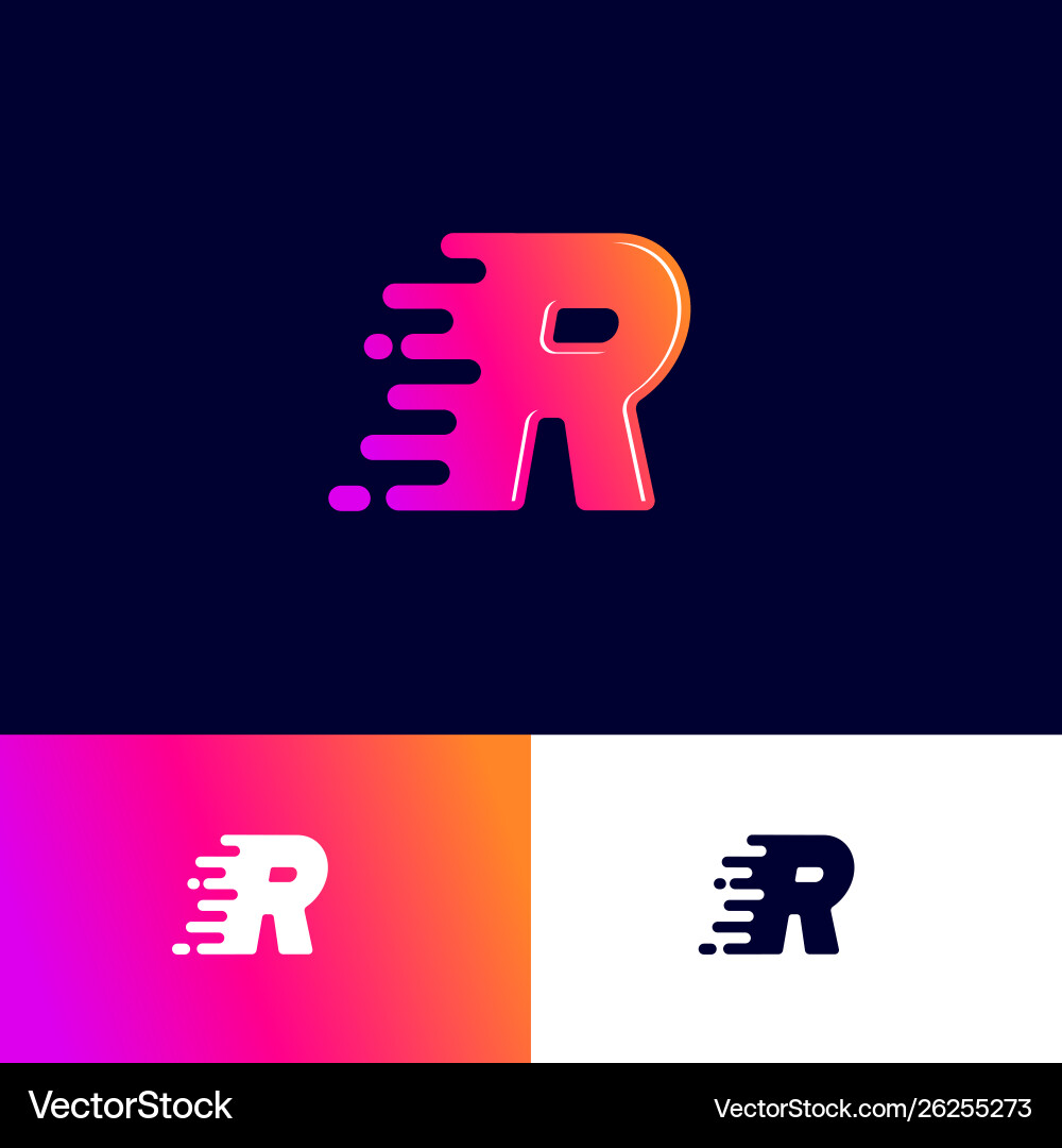R letter winds movement dynamic logo velocity deli