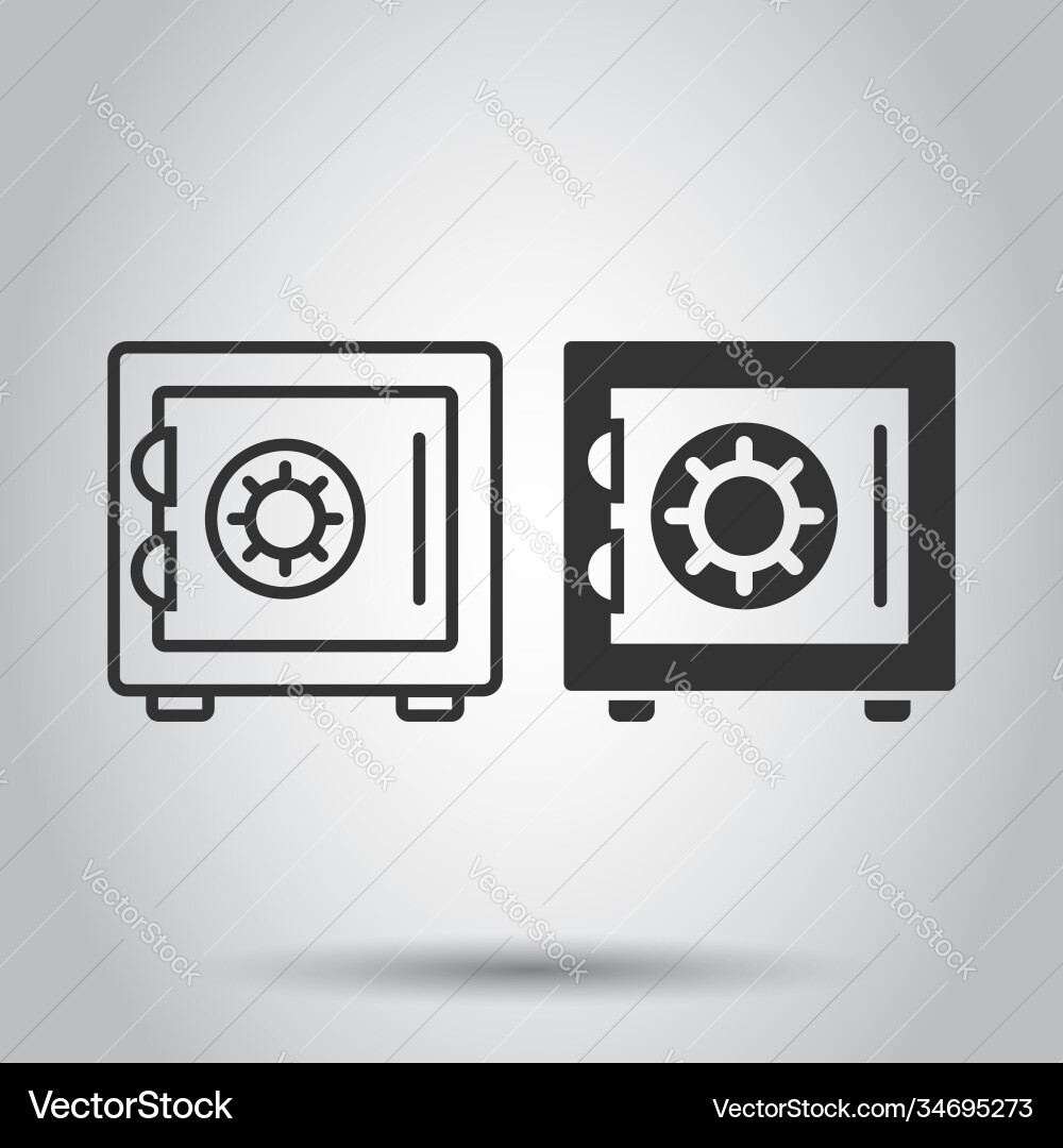 Safe money icon in flat style strongbox on white Vector Image