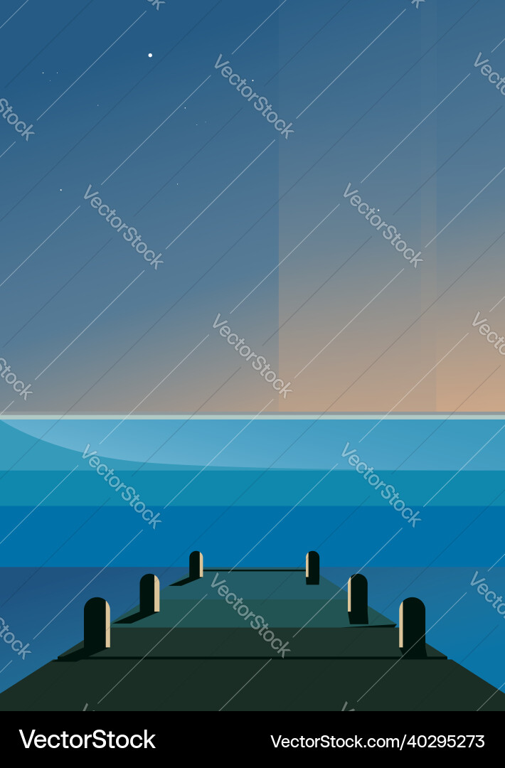 Sea pier in the night Royalty Free Vector Image