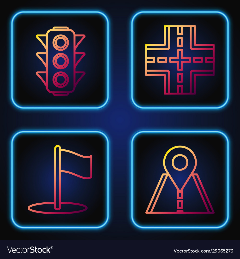 Set line road traffic sign flag traffic light Vector Image Set line road traffic sign flag traffic light Vector Image