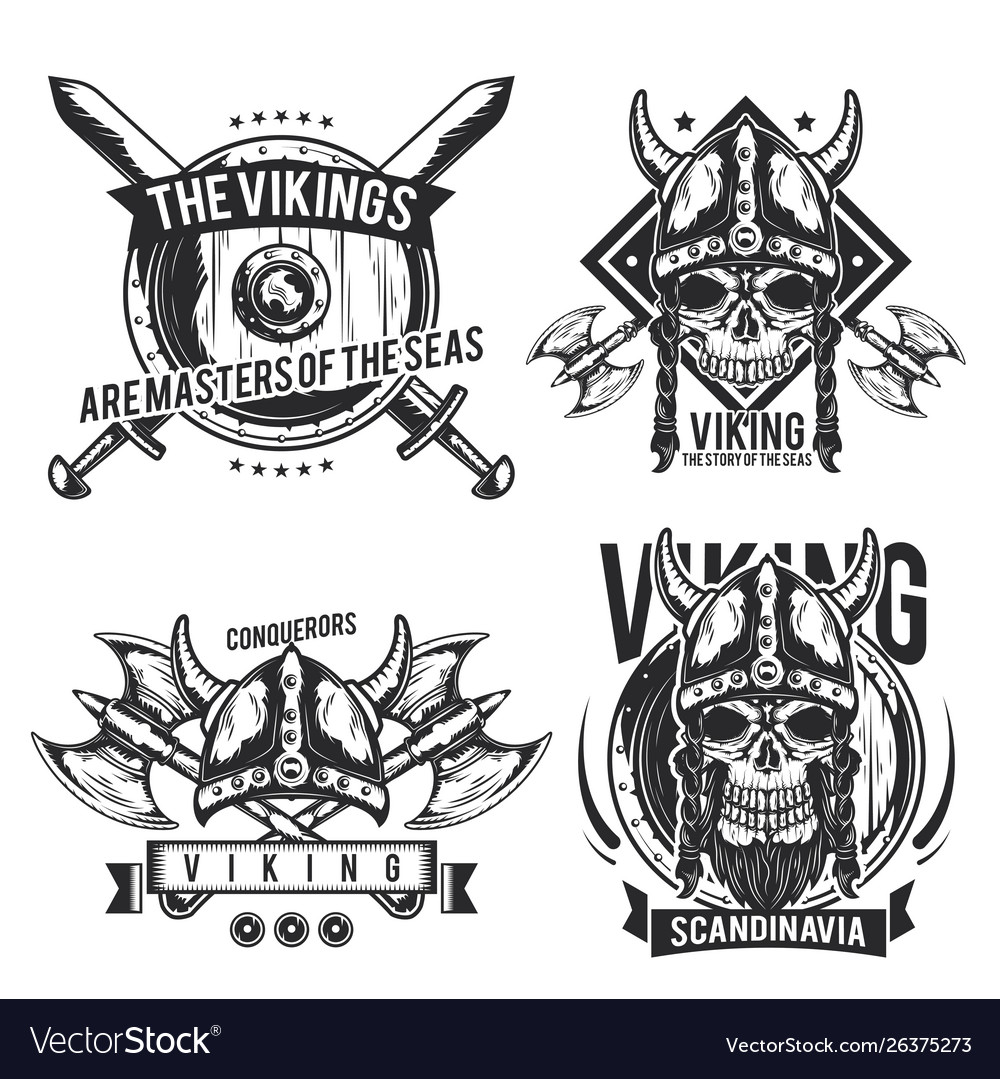 Set viking emblems Royalty Free Vector Image - VectorStock