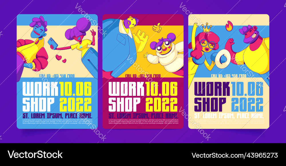 Workshop posters with people in contemporary style
