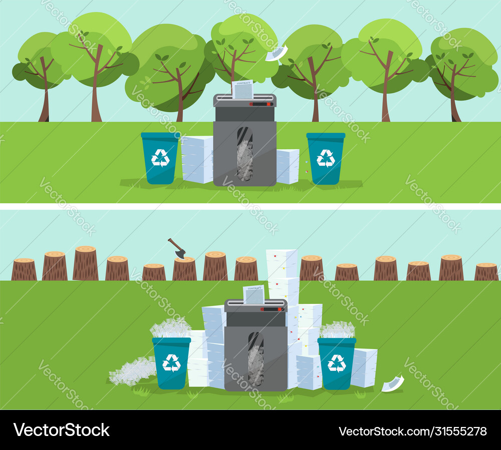 A pile paper and documents stands above big Vector Image