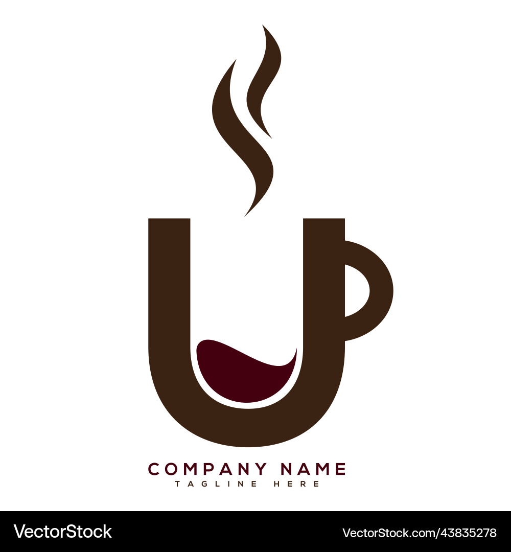 Coffee cup icon design letter u logo template Vector Image