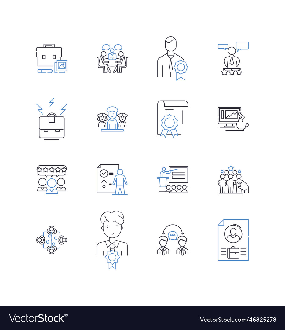 Company hierarchy line icons collection authority Vector Image
