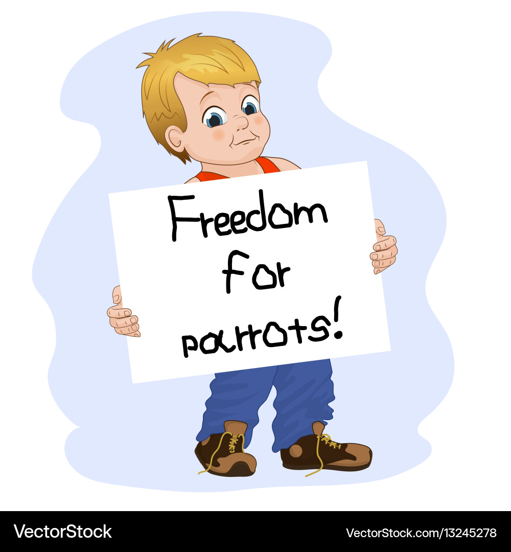 Cute little boy holding poster Royalty Free Vector Image