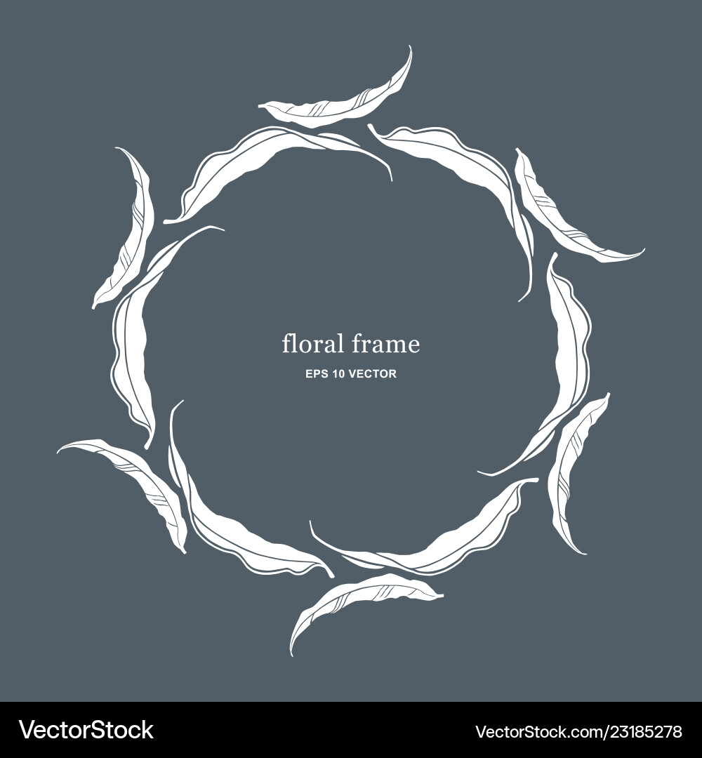 Decorative floral frame with leaves silhouettes Vector Image
