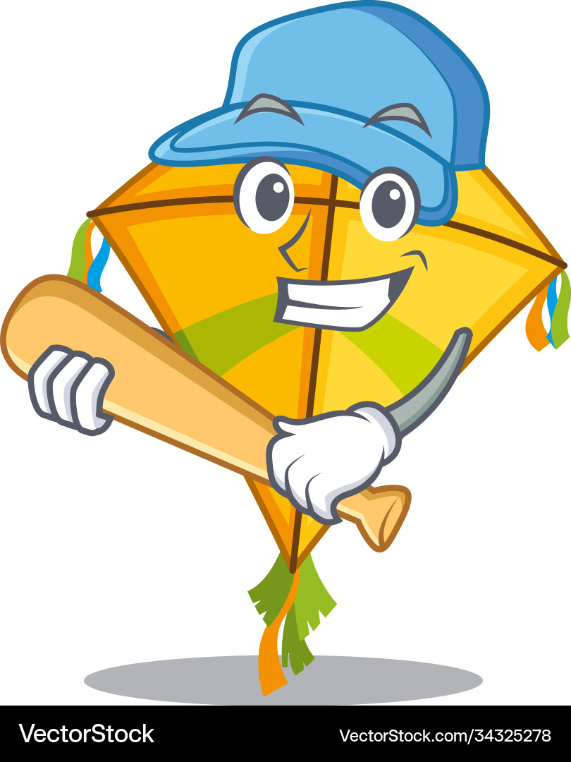 Mascot design style kite with baseball stick Vector Image