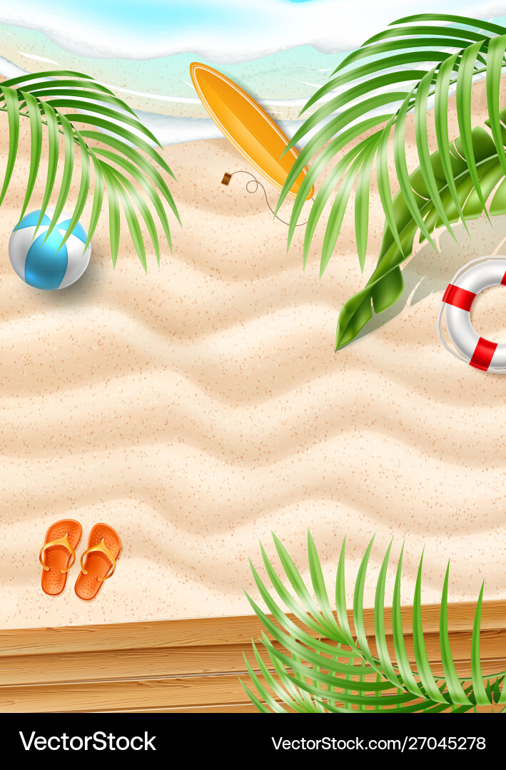 Seaside beach azure waves sand coast Royalty Free Vector