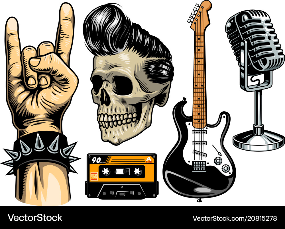 Set of rock and roll Royalty Free Vector Image