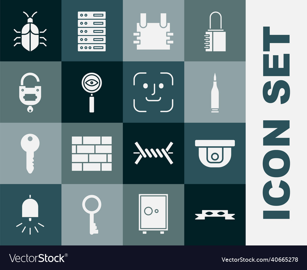 Set thief eye mask motion sensor bullet Royalty Free Vector Set thief eye mask motion sensor bullet Royalty Free Vector