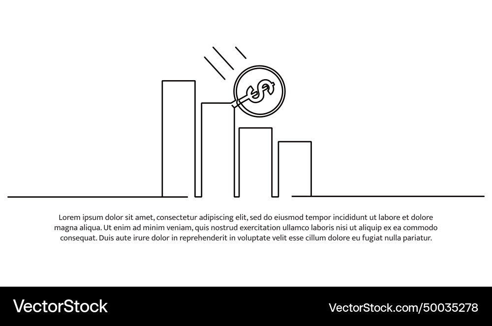Simple continuous line design of rolling coin on Vector Image