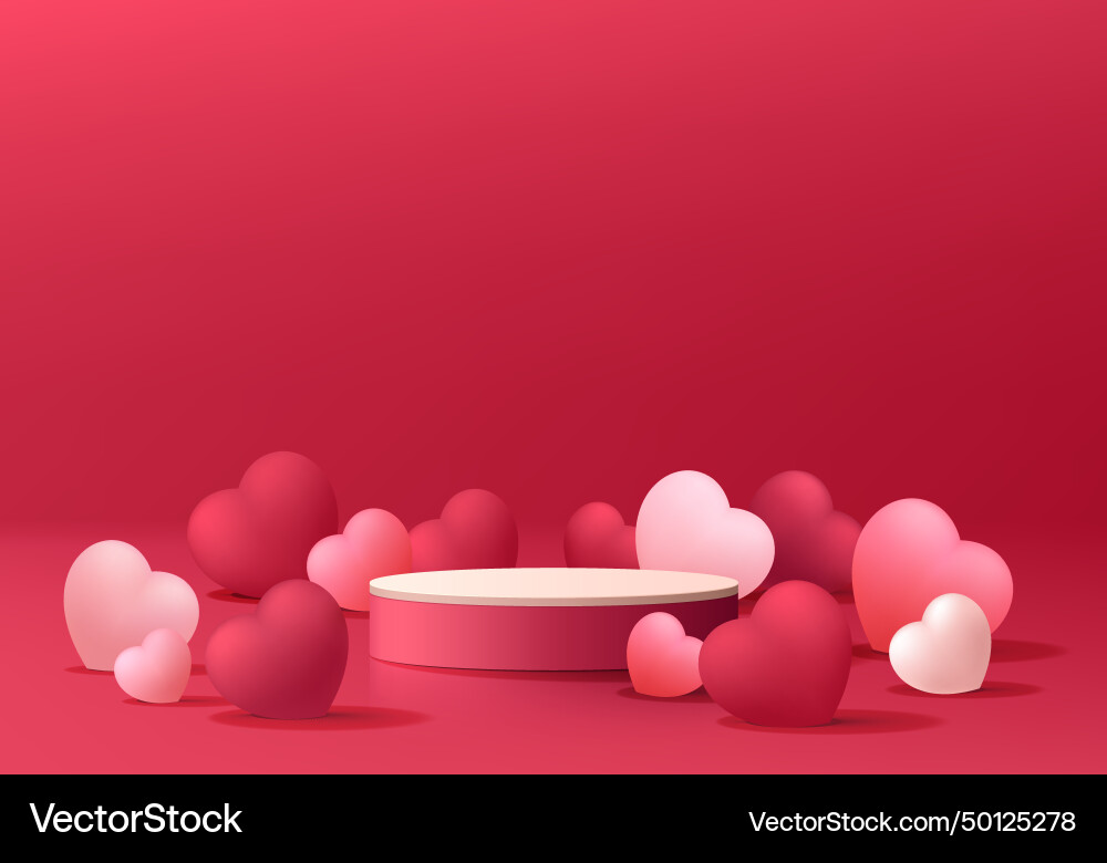 Valentine 3d background with realistic red pink Vector Image