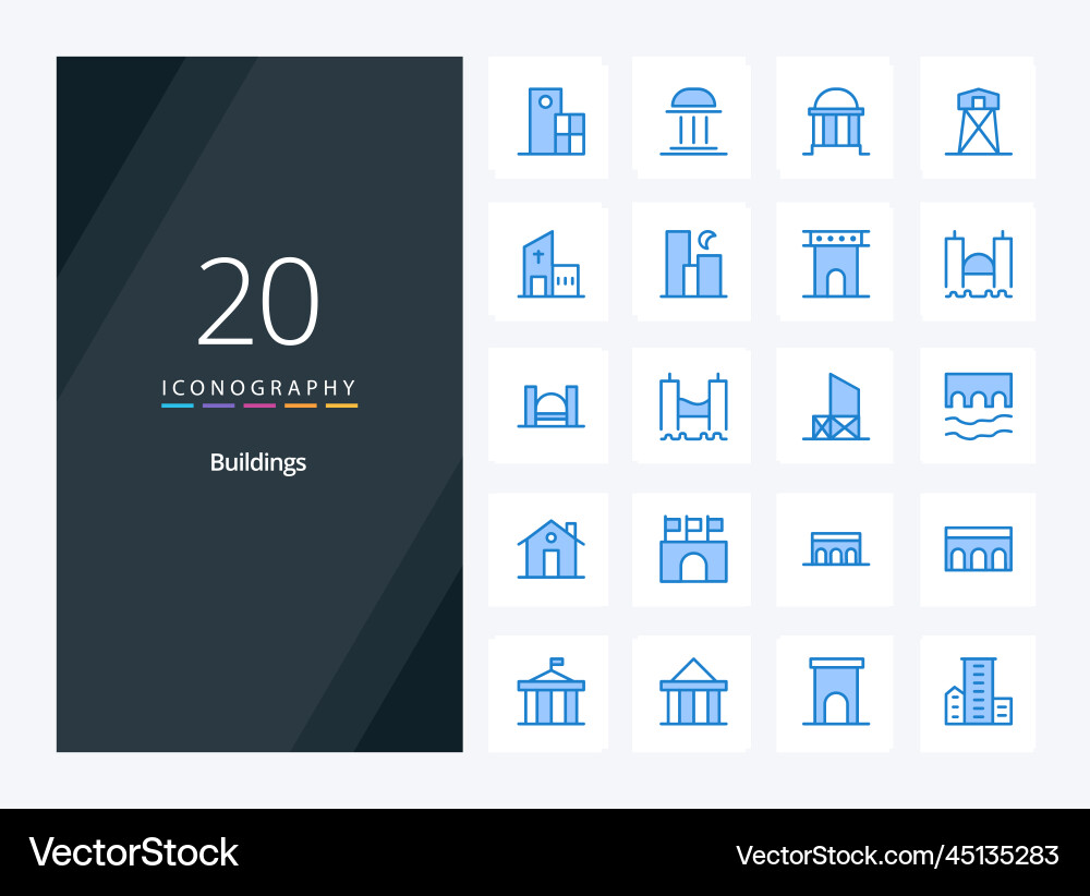 20 buildings blue color icon for presentation Vector Image