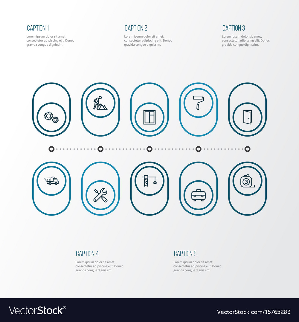 Architecture outline icons set collection Vector Image