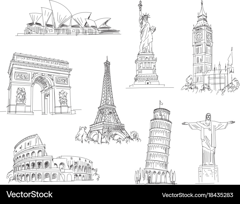 Attractions of the world Royalty Free Vector Image