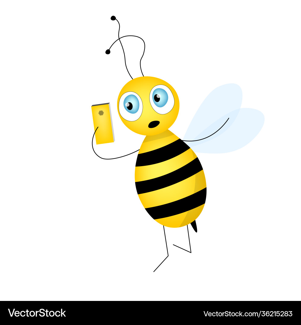 Cartoon cute bee mascot a cheerful bee Royalty Free Vector