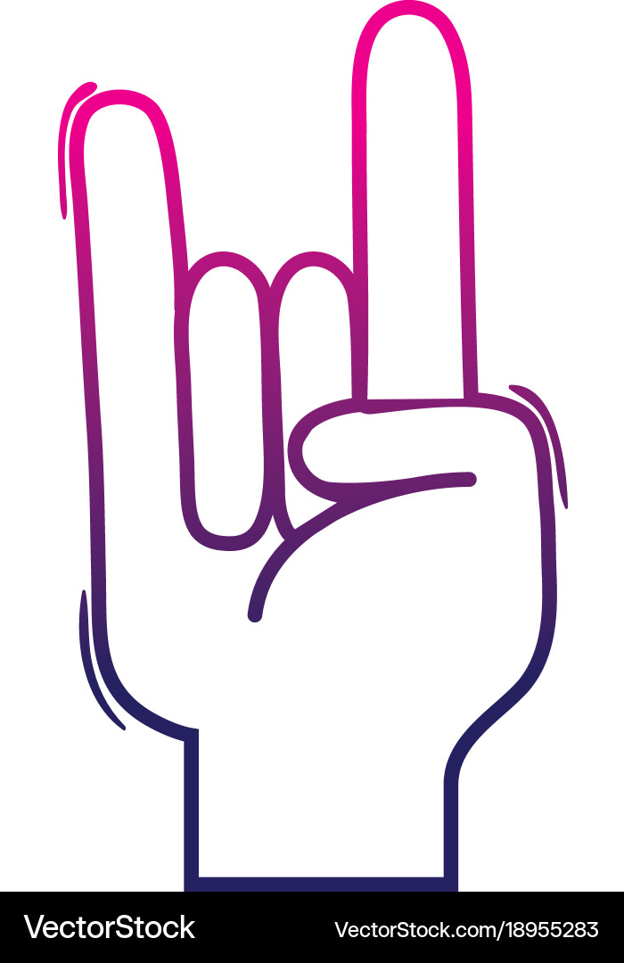 Color line hand with rock gesture symbol Vector Image