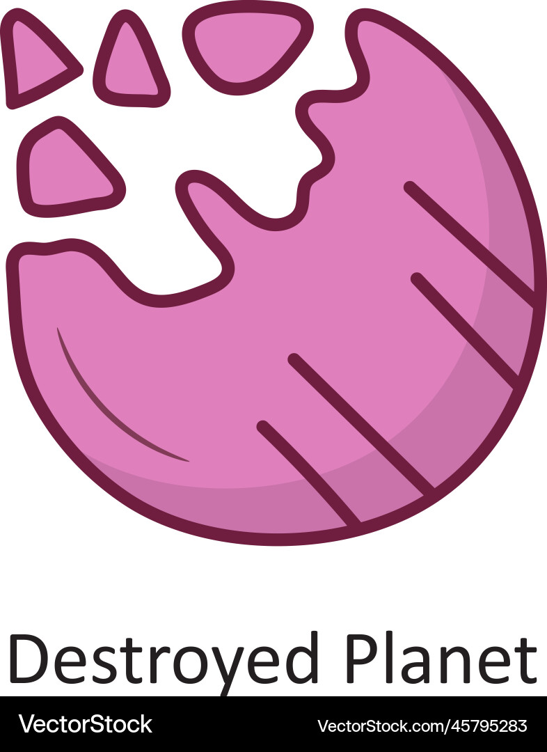 Destroyed planet fill outline icon design i Vector Image
