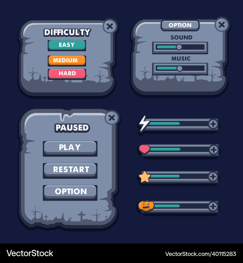 Halloween of menu button game pop-up icon Vector Image