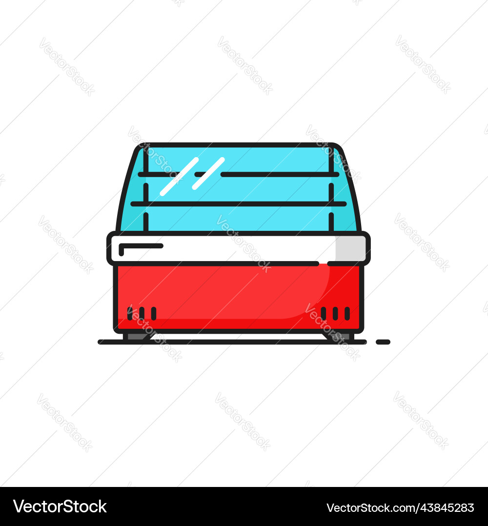 Horizontal freezer fridge in supermarket store Vector Image