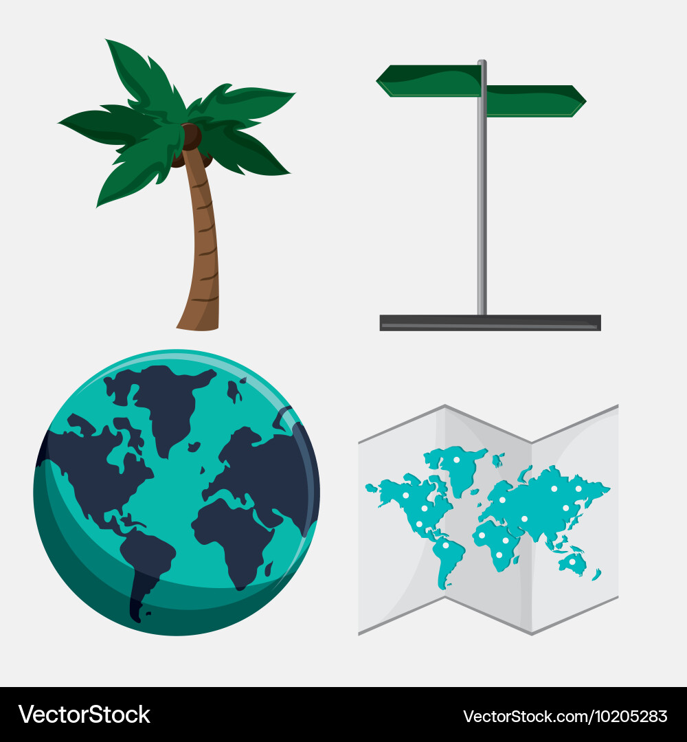 Icon set travel vacations trip graphic Royalty Free Vector