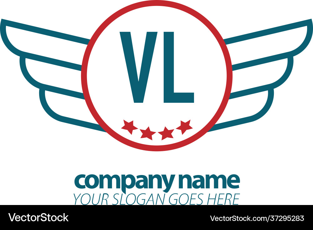 Initial letter vl wing logo design template Vector Image