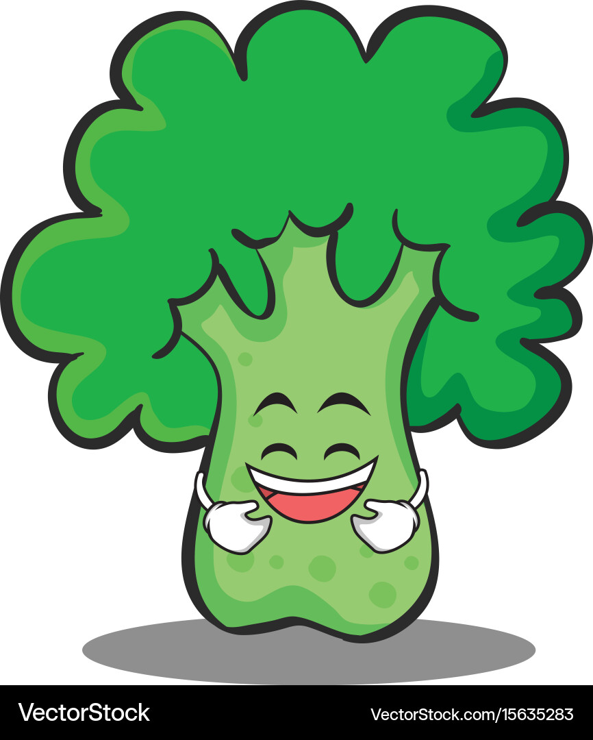 Laughing broccoli character cartoon style Vector Image