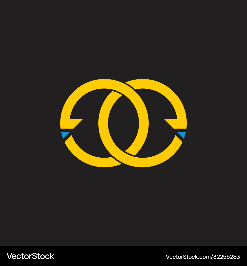 Letters ee circle arrow golden rings linked logo Vector Image