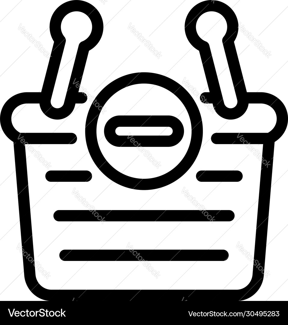 Restriction shop basket icon outline style Vector Image