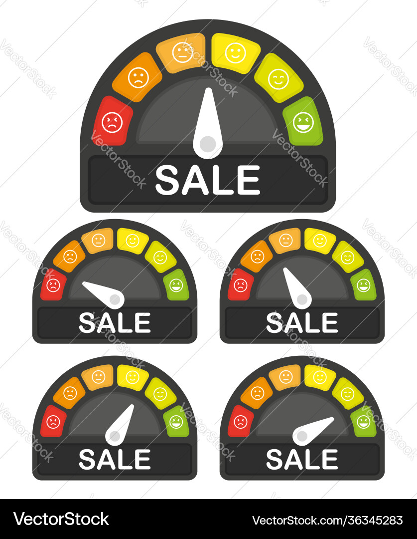 Risk sale meter set high speed flat infographic Vector Image