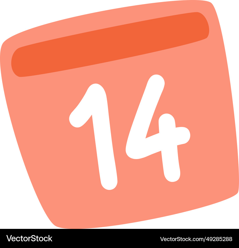 14 february calendar date Royalty Free Vector Image