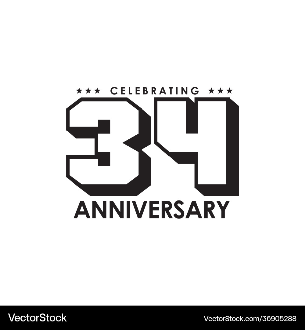 34th year celebrating anniversary logo design Vector Image