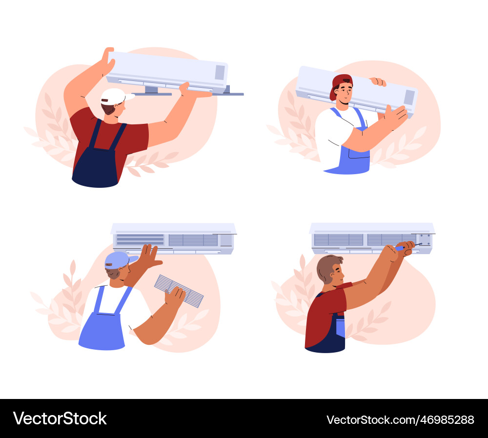 Air conditioning repair technicians and service Vector Image