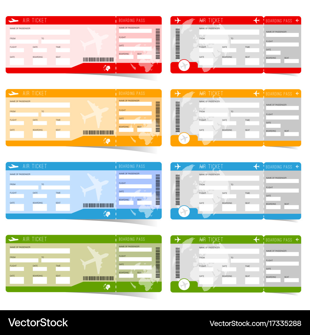 Air ticket boarding in color Royalty Free Vector Image