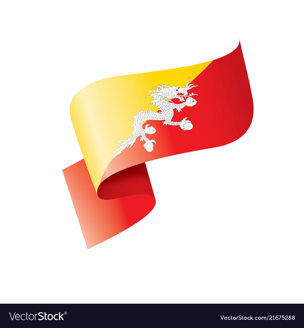 Bhutan flag on a white Royalty Free Vector Image