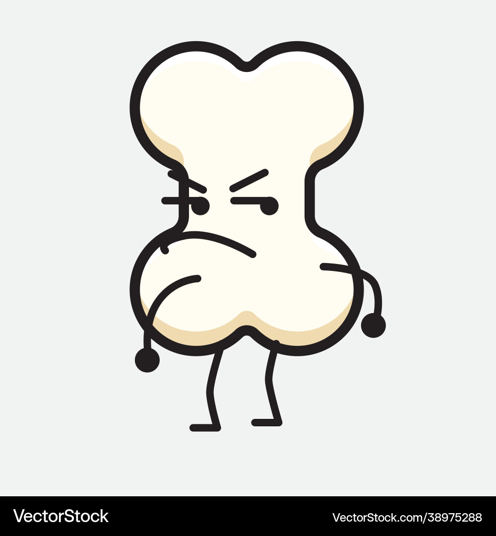 Bone character with cute face and simple body Vector Image