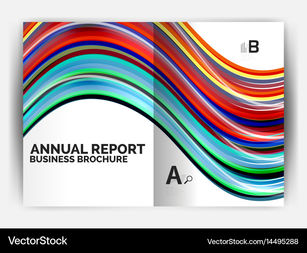 Business report cover template wave Royalty Free Vector