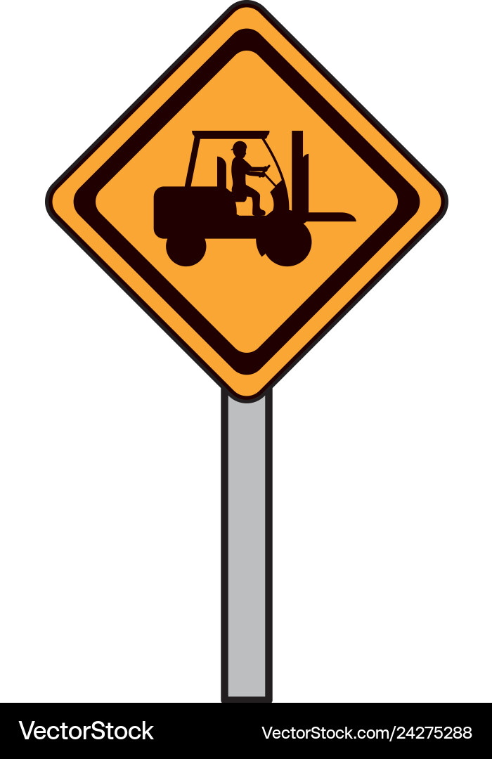 Color diamond caution emblem and laborer Vector Image