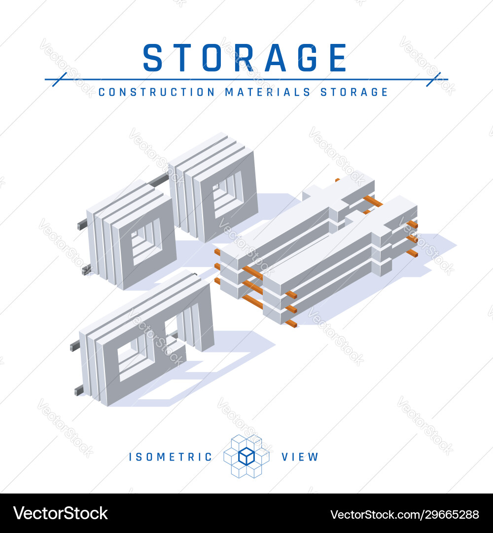 Concrete panels in isometric view icons Royalty Free Vector