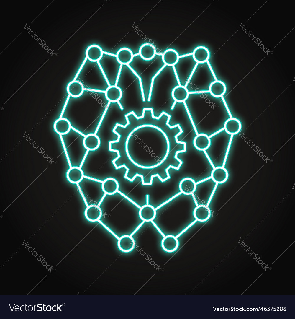 Deep learning neon icon in line style Royalty Free Vector