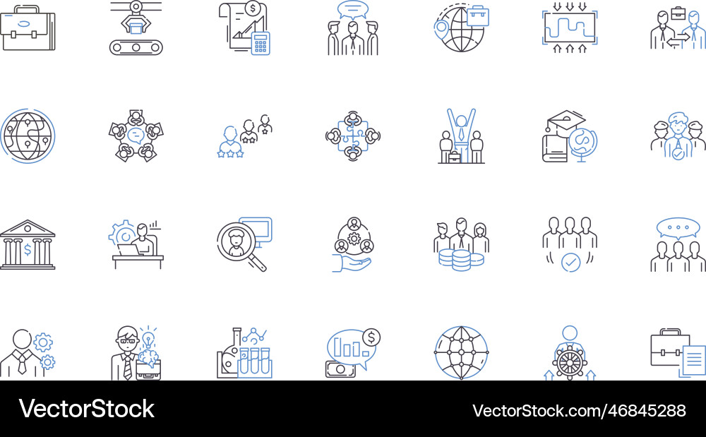 Digital proficiency line icons collection Vector Image