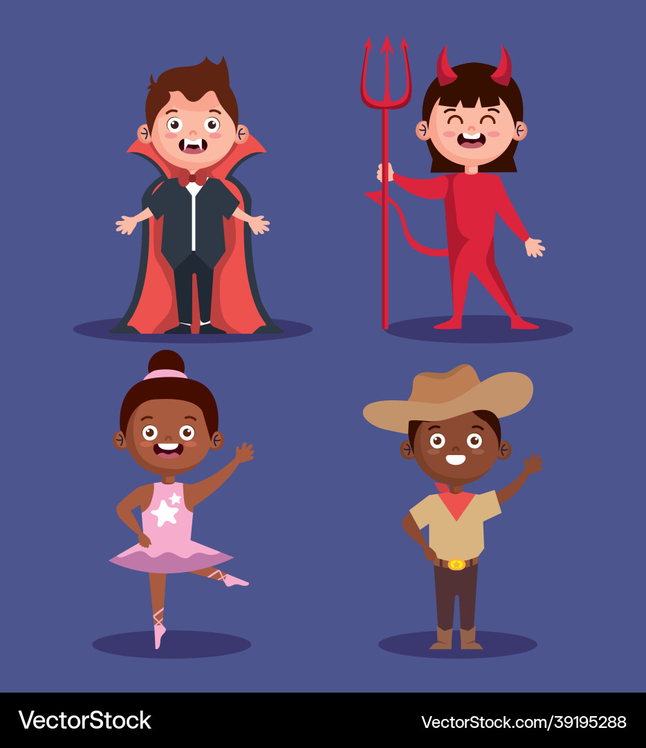 Halloween kids set Royalty Free Vector Image - VectorStock
