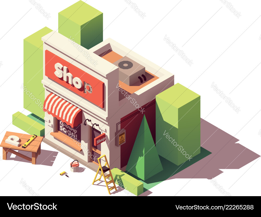 Isometric shop branding icon Royalty Free Vector Image
