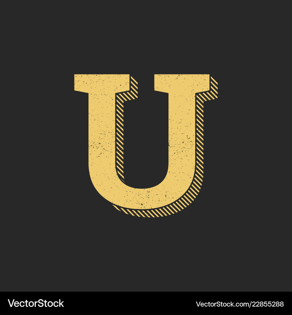 Logo letter u gold vintage Royalty Free Vector Image