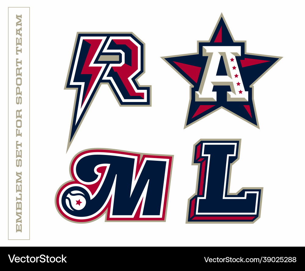 Modern professional letter emblems for sport teams