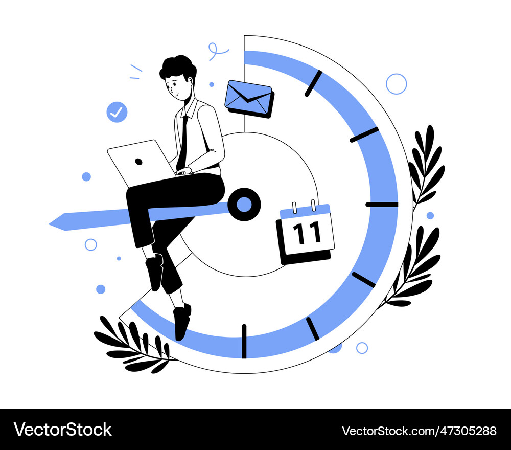 Time management and schedule in line style Vector Image